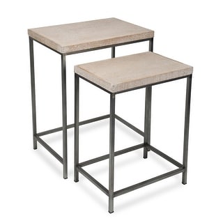 Set of 2 White and Black Rectangular Nesting Tables 24.25" - Bed Bath & Beyond - 38380632